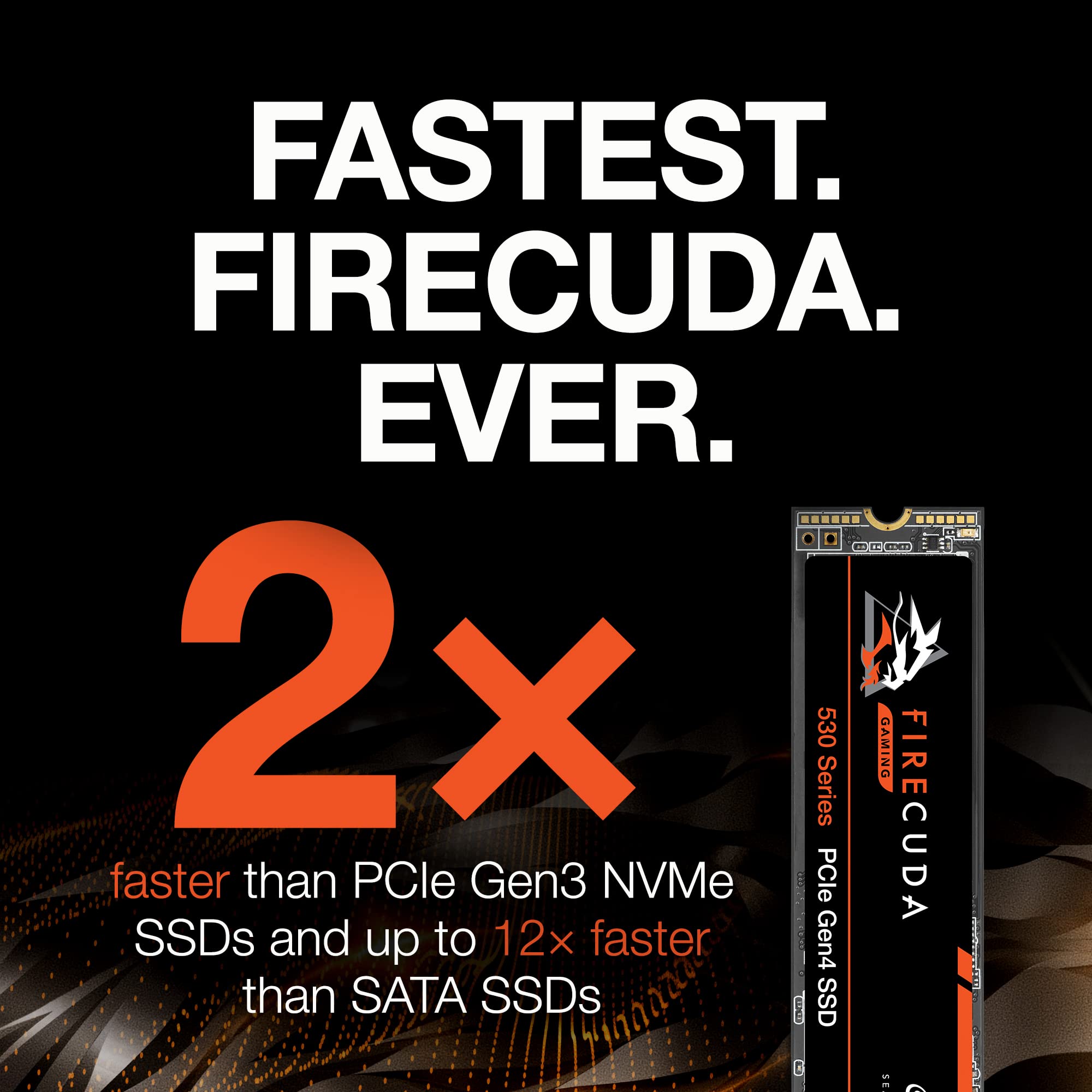 Seagate FireCuda 530 500GB Solid State Drive - M.2 PCIe Gen4 ×4 NVMe 1.4, speeds up to 7300 MB/s, Compatible PS5 Internal SSD, 3D TLC NAND, 1275 TBW, 1.8M MTBF, 3yr Rescue Services (ZP500GM3A013)