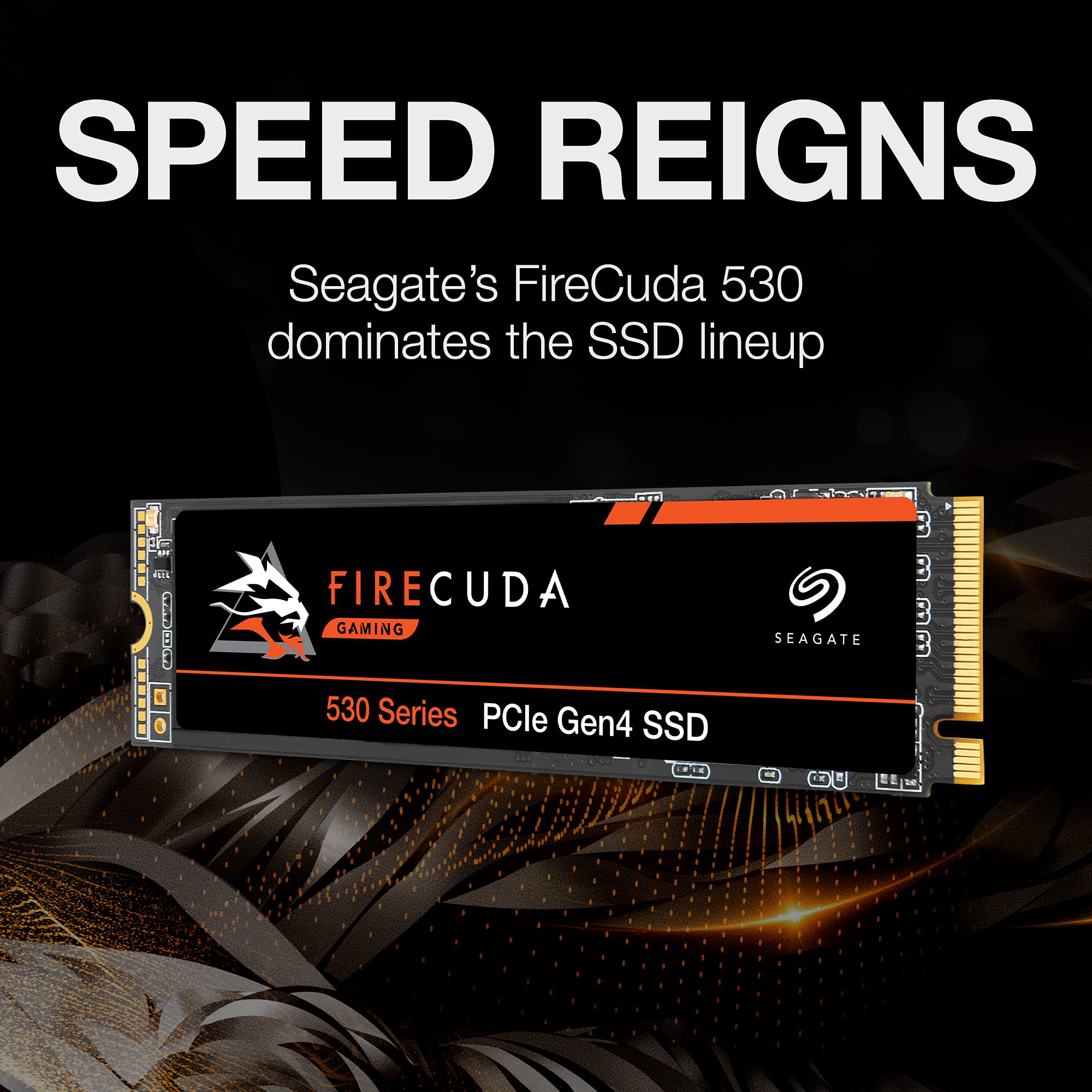 Seagate FireCuda 530 500GB Solid State Drive - M.2 PCIe Gen4 ×4 NVMe 1.4, speeds up to 7300 MB/s, Compatible PS5 Internal SSD, 3D TLC NAND, 1275 TBW, 1.8M MTBF, 3yr Rescue Services (ZP500GM3A013)