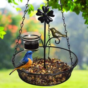 alladinbox hanging bird feeder tray, metal mesh platform feeders for birds outside, seed tray for bird feeders, outdoor garden decoration for wild backyard attracting birds