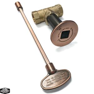 Midwest Hearth Gas Fire Pit Key Valve Kit - 1/2" NPT 8" Key - Antique Copper