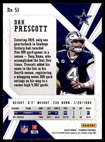 2020 PANINI PHOENIX FANATICS FIRE BURST #51 DAK PRESCOTT COWBOYS FOOTBALL NFL