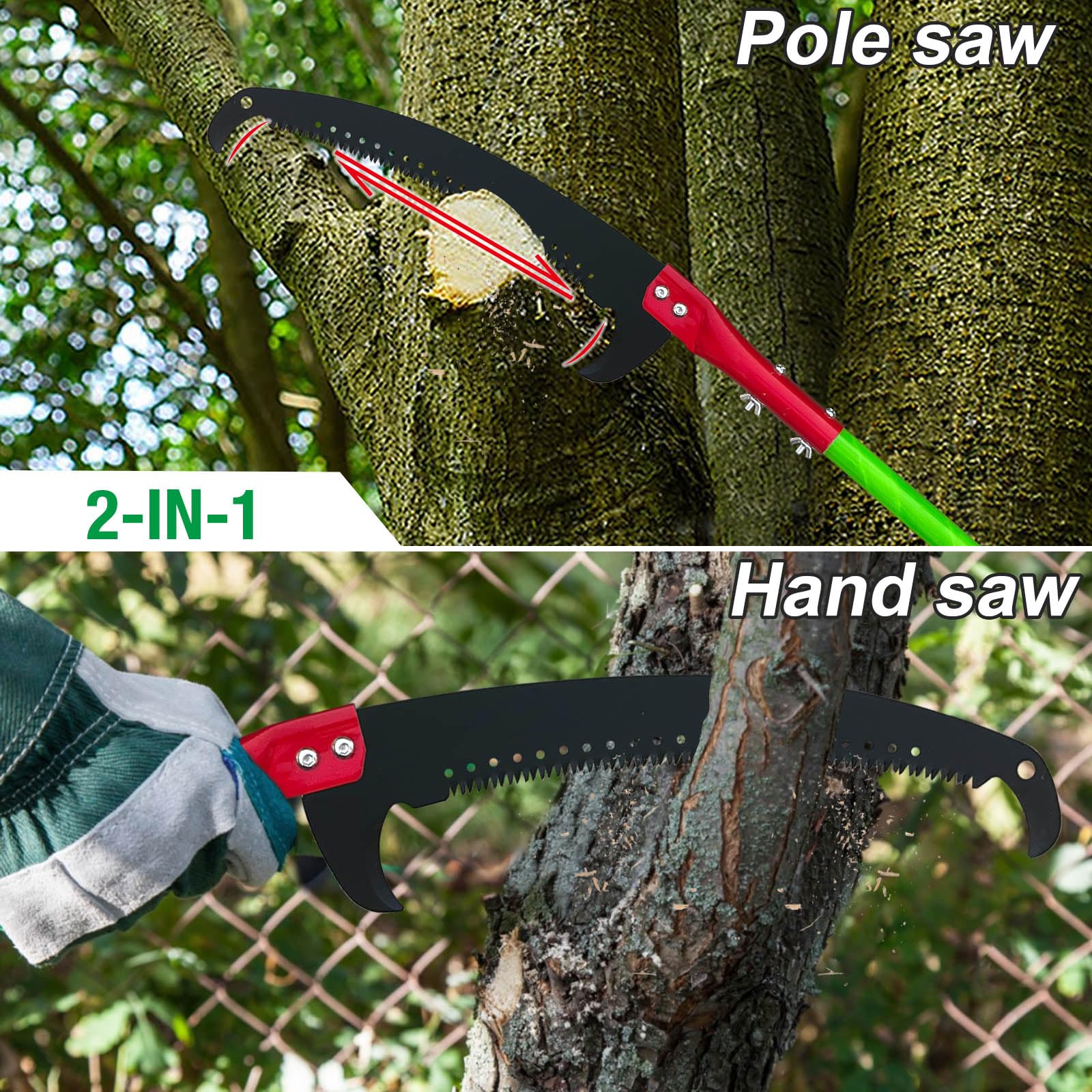 Scalebeard Manual Pole Saw,7.8-26 Ft Extendable Pole Saws for Tree Trimming with Sharp Steel Blade,Lightweight & High Strength Pole Pruner for High Reach Trimming,Palm Tree Maintenance(Bags Included)