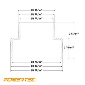 POWERTEC 70297 Modular Step 4 in 1 Adapter - Shop Vac Dust Collector Hose Fittings