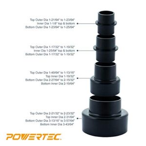 POWERTEC 70297 Modular Step 4 in 1 Adapter - Shop Vac Dust Collector Hose Fittings