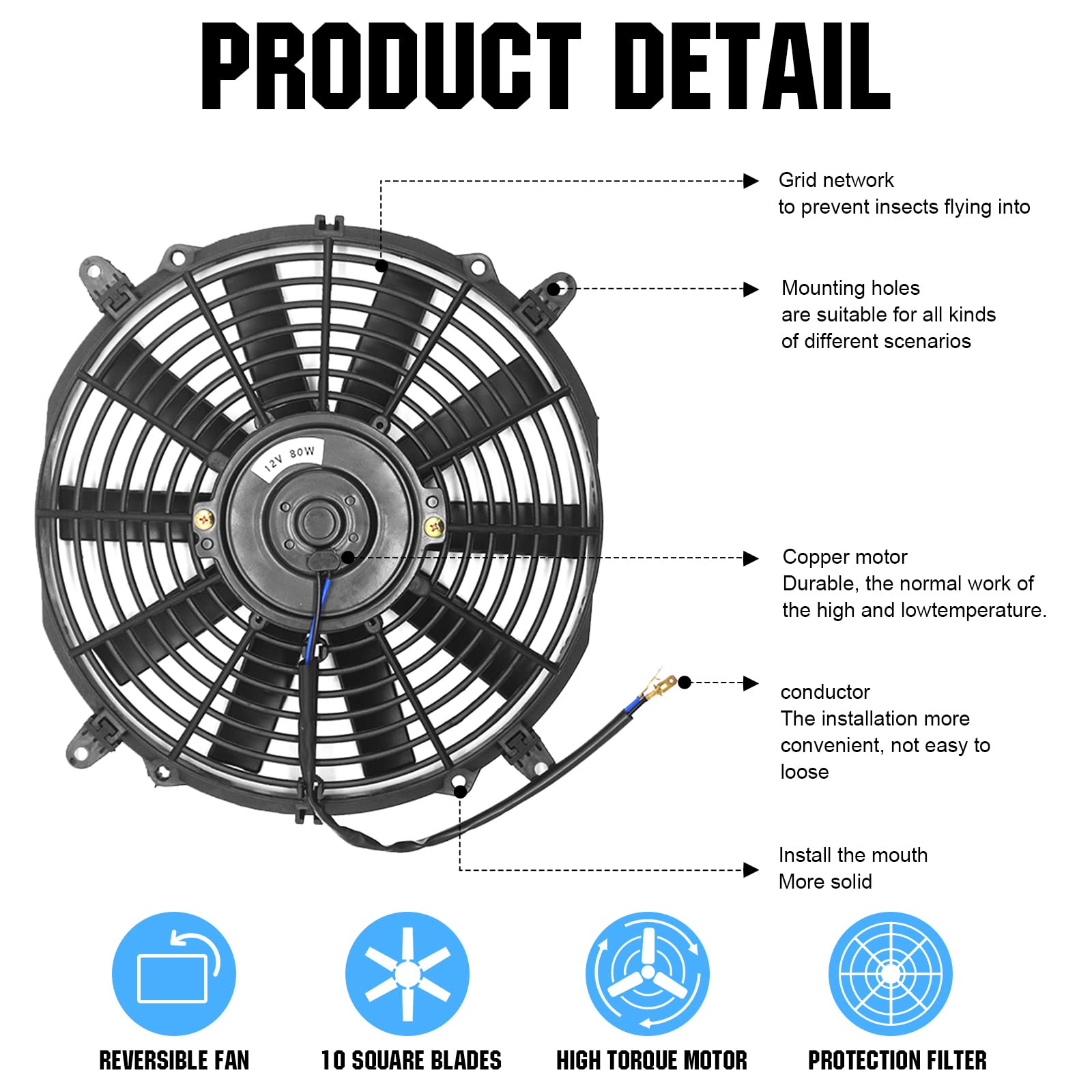 Pumplus Solar 12V DC Cooling Fan 80W Ventilator Gable Roof Vent Fan for Chicken Coop/Attic/Greenhouse