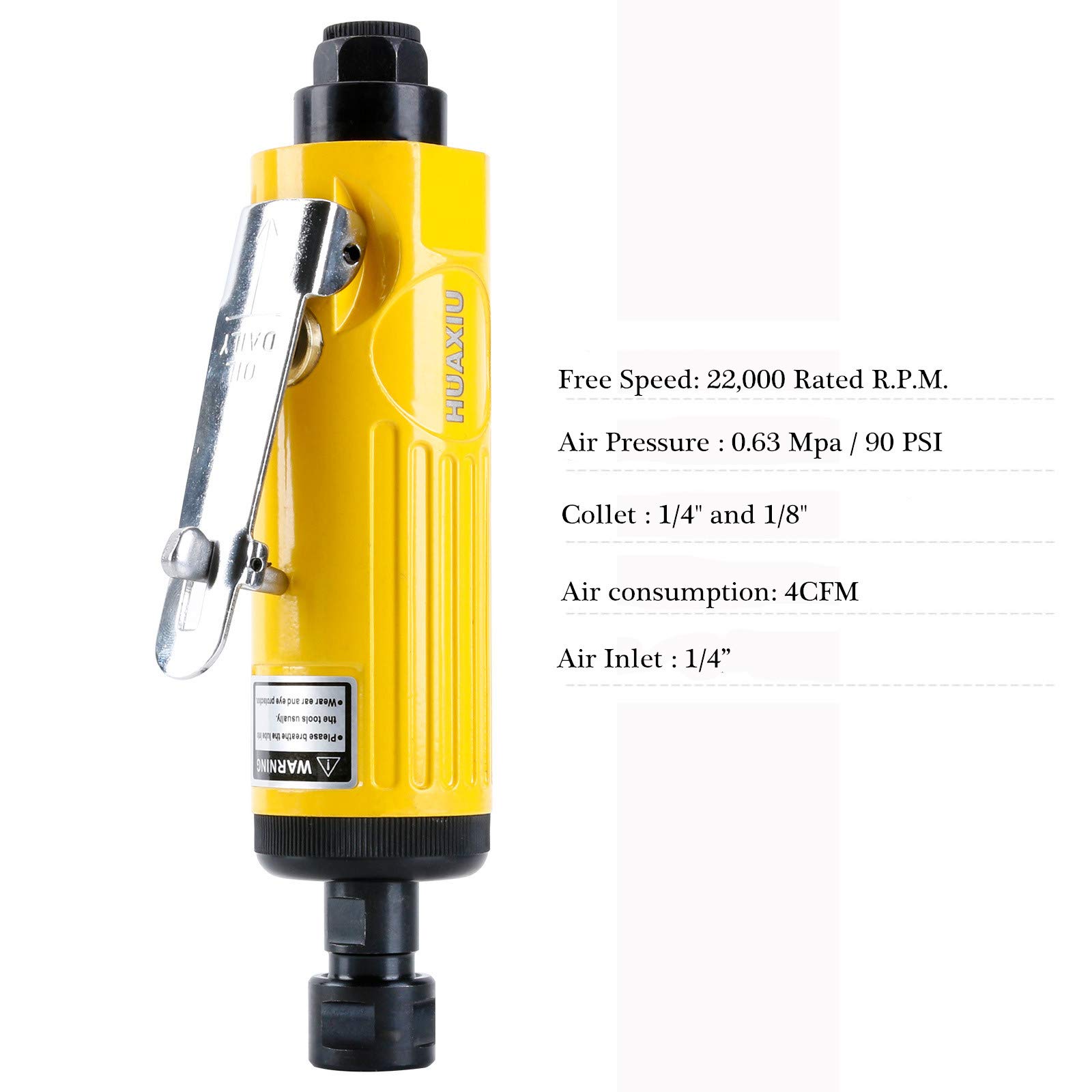 Air Die Grinder with 1/4"(6MM) and 1/8"(3MM) Collets, Pneumatic Die Grinder Kit, 22000 RPM