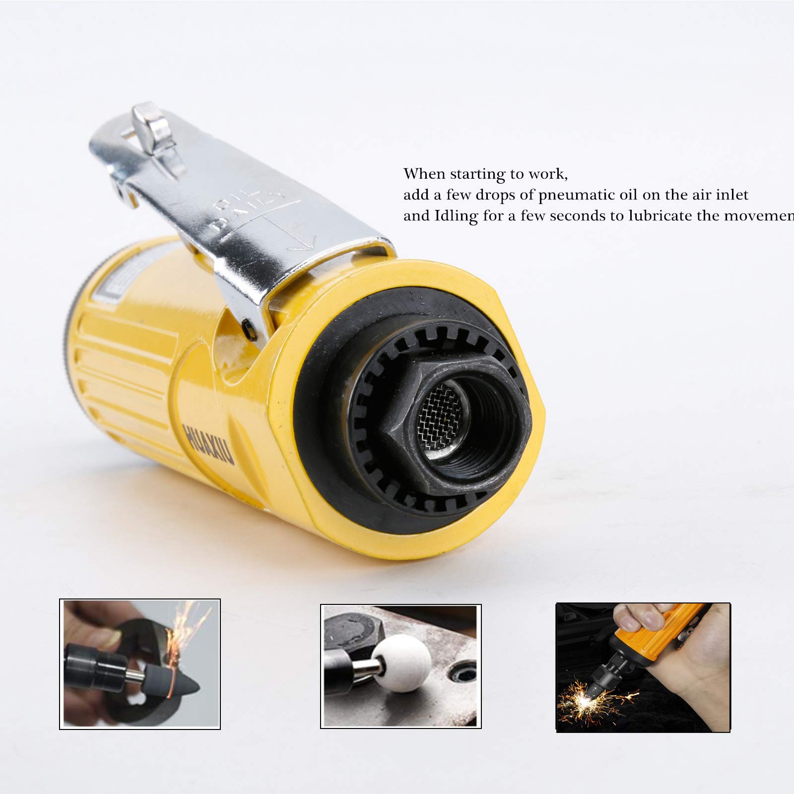 Air Die Grinder with 1/4"(6MM) and 1/8"(3MM) Collets, Pneumatic Die Grinder Kit, 22000 RPM