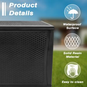 SOLAURA Outdoor Storage Deck Box-120 Gallon Black Wicker Pattern Container Cabinet for Patio Furniture Cushions, Pillows, Garden Tools and Pool Toys