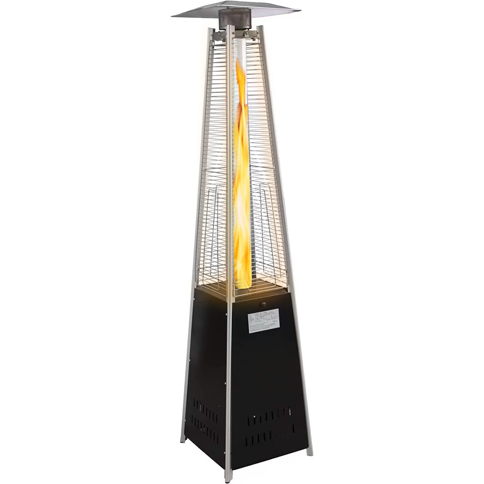 Vilobos Outdoor Patio Heater, Pyramid Standing Gas LP Propane Heater with Wheels 87 Inches Tall 42000 BTU for Commercial & Residential Courtyard (Black)