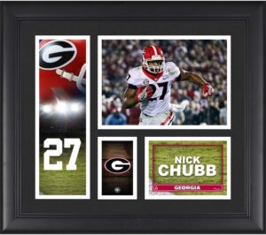 nick chubb georgia bulldogs framed 15" x 17" player collage - college player plaques and collages