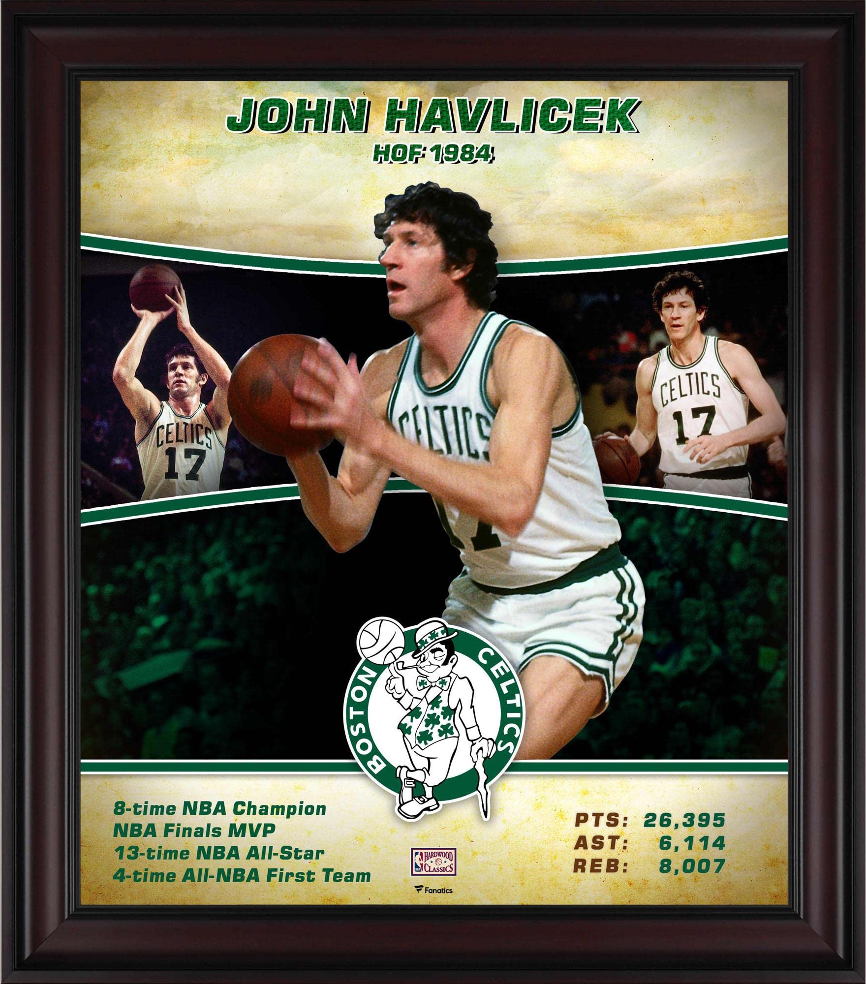 John Havlicek Boston Celtics Framed 15" x 17" Hardwood Classics Player Collage - NBA Player Plaques and Collages