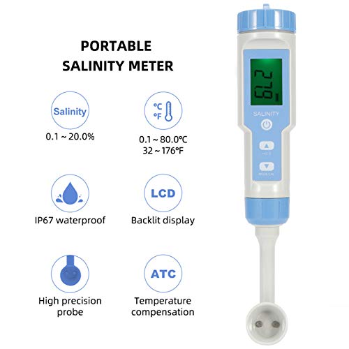 IP67 PH Meter Watertight Salinity Meter Tester or Food High Accuracy Salt Accuracy Concentration Measuring Salinometer Digital Measurement Range Quality