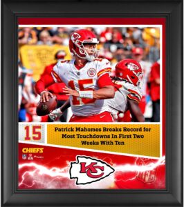 patrick mahomes kansas city chiefs framed 15" x 17" touchdown record collage - nfl player plaques and collages