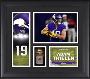 adam thielen minnesota vikings framed 15" x 17" player collage with a piece of game-used football - nfl player plaques and collages