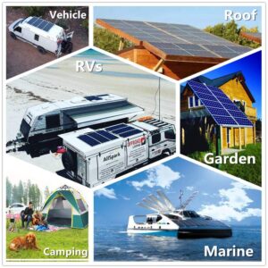 400 Watt Solar Panel Kit for Boat 12V 24V Battery Charger, 4pcs 100W Polycrystalline Solar Panels with 40A LCD Charge Controller + Accessory