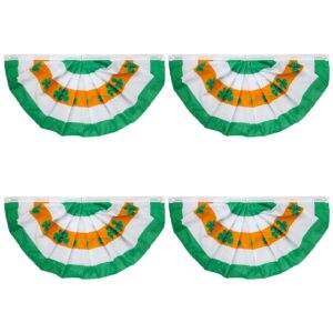 motiloo 4pcs 3x1.5 foot ireland flag,st. patrick day flag pleated fan flag patriotic flag bunting half fan banner decoration indoor/outdoor