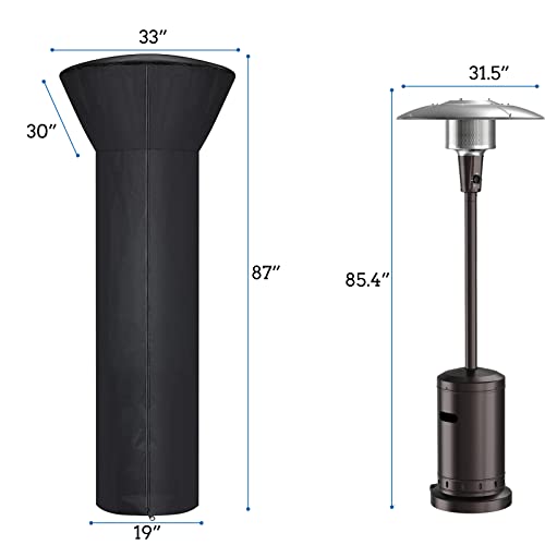 ZEJUN Patio Heater Covers, Waterproof Outdoor Heater Cover, Propane Heater Covers for Standing Heater, 87" x 33" x 19" in Dustproof, Wind-Resistant, UV-Resistant, Snow-Resistant with Storage Bag