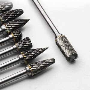 Tungsten Carbide Rotary Burr Set with 1/8" Shank, Double Cut Carving Bits for Rotary Tool Accessories for DIY Woodworking, Polishing, Drilling