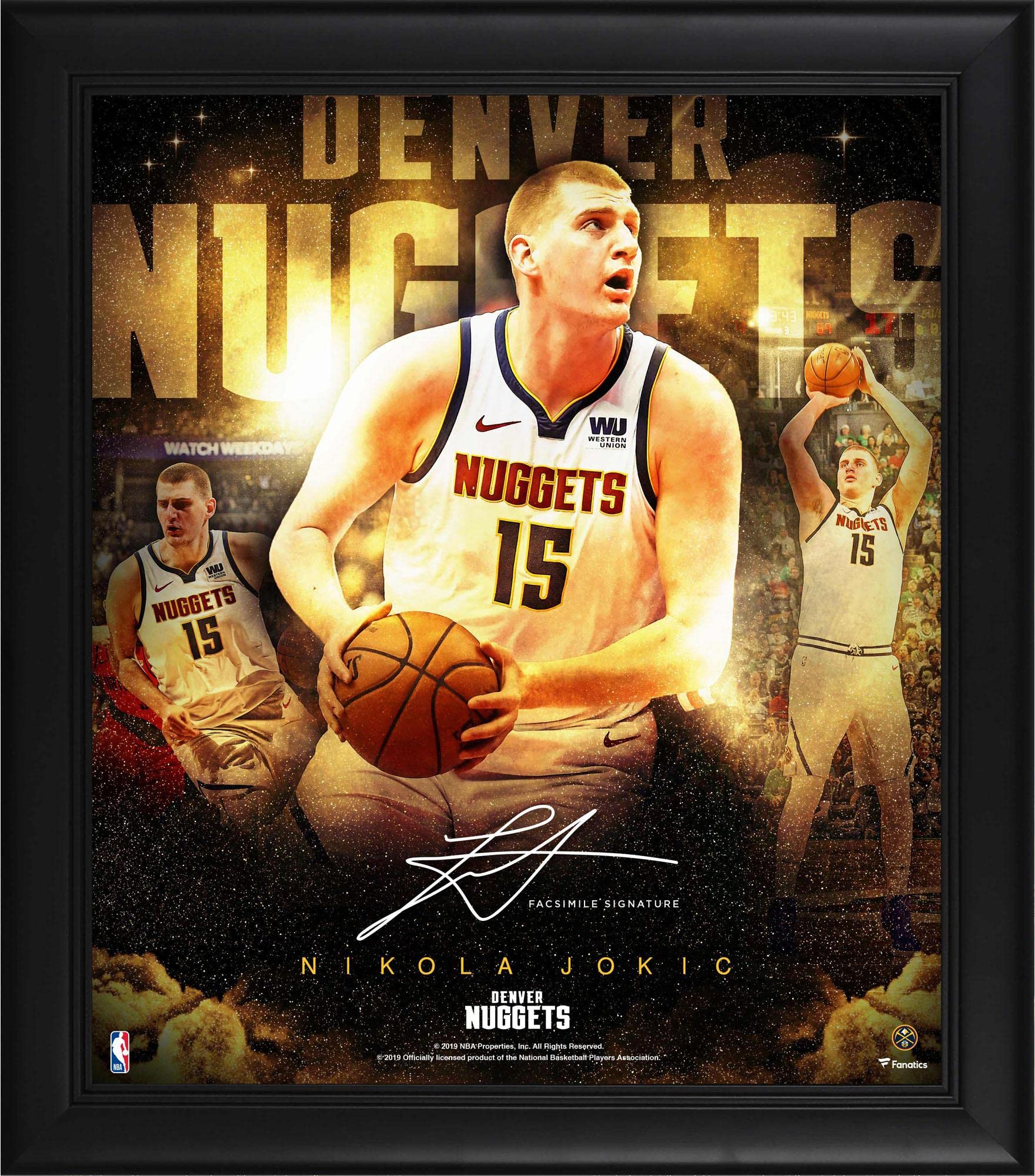 Nikola Jokic Denver Nuggets Framed 15" x 17" Stars of the Game Collage - Facsimile Signature - NBA Player Plaques and Collages