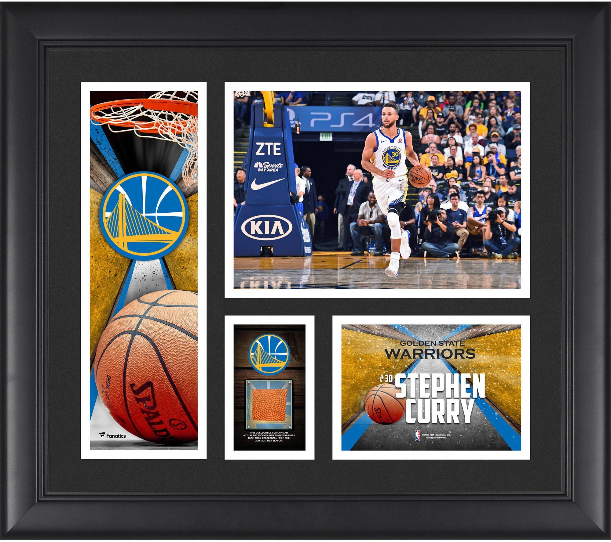 Stephen Curry Golden State Warriors Framed 15" x 17" Collage with a Piece of Team-Used Basketball - NBA Player Plaques and Collages