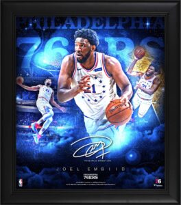 joel embiid philadelphia 76ers framed 15" x 17" stars of the game collage - facsimile signature - nba player plaques and collages