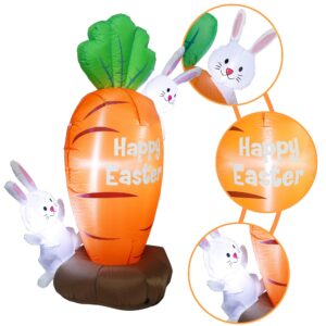 ATDAWN 5 ft Easter Inflatable Bunnies with Giant Carrot, Easter Inflatable Outdoor Holiday Decoration, Easter Blow Up Lawn Yard Garden Inflatables Decorations