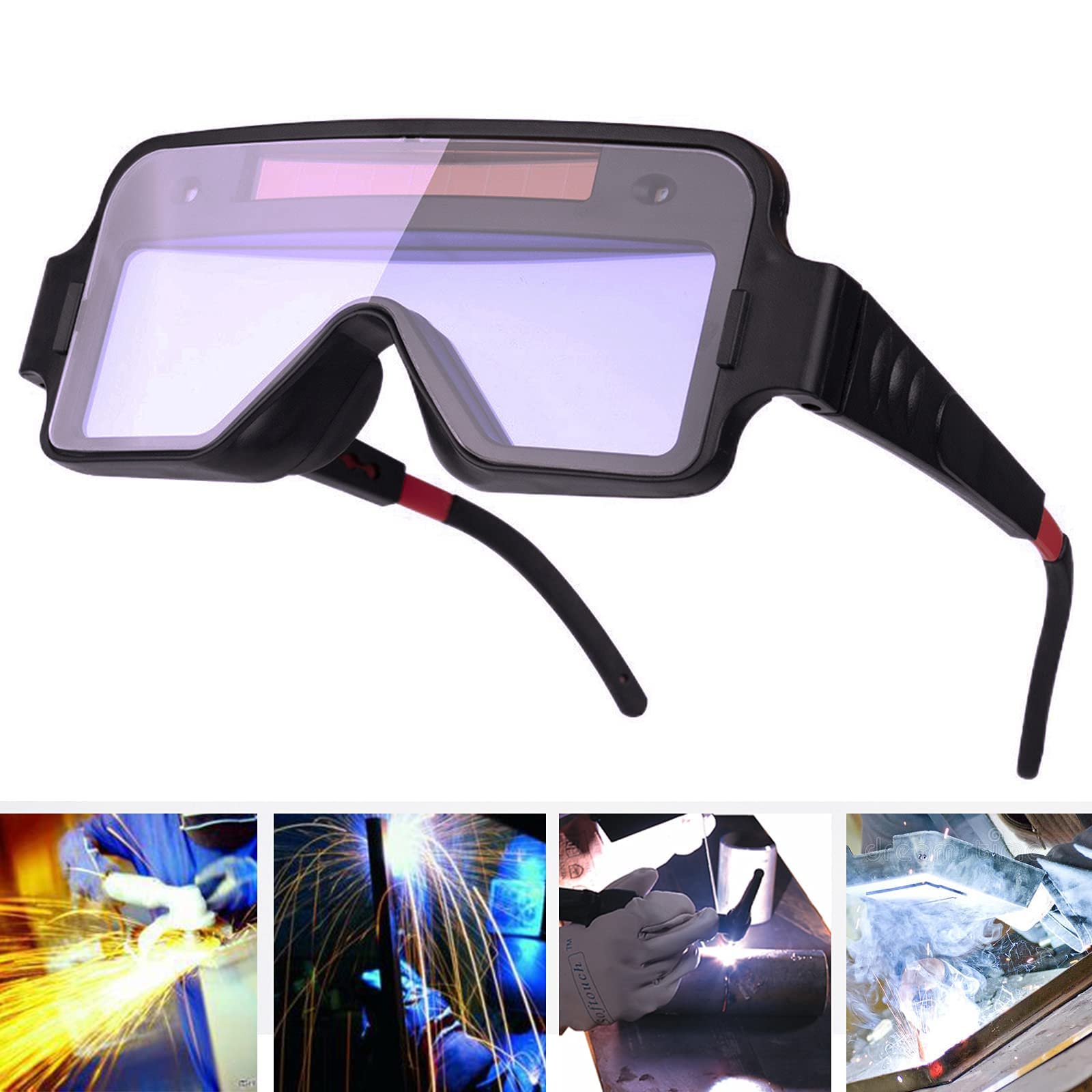 Welding Goggles Auto Darkening,Solar Auto Darkening Welding Glasses Over Glasses Mask Helmet, Welder Safety Eye Protection PC Glasses