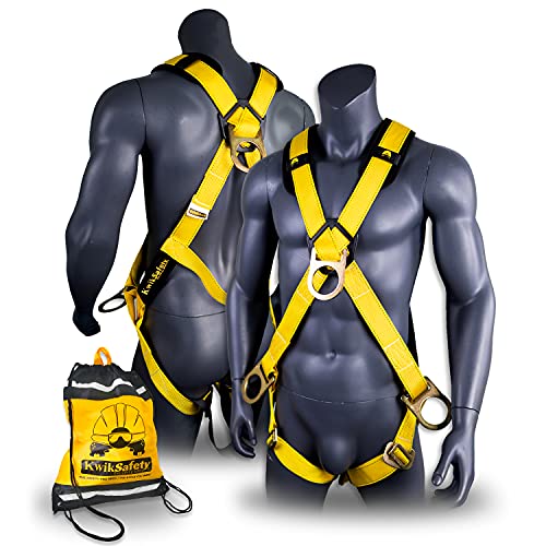 KwikSafety - Charlotte, NC - MONSOON Safety Harness [4 HEAVY DUTY D-RINGS] ANSI Tested OSHA Compliant Fall Protection Arrest Full Body Construction