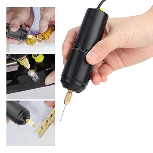 Mini Electric Hand Drill, Mini Cordless Rotary Tool, USB Mini Electric Drill Twist Drill Mini Electric Small Hand Drill Rotary Tools Household Woodworking Black for Trimming Cutting Drilling Engraving