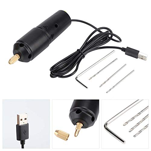 Mini Electric Hand Drill, Mini Cordless Rotary Tool, USB Mini Electric Drill Twist Drill Mini Electric Small Hand Drill Rotary Tools Household Woodworking Black for Trimming Cutting Drilling Engraving