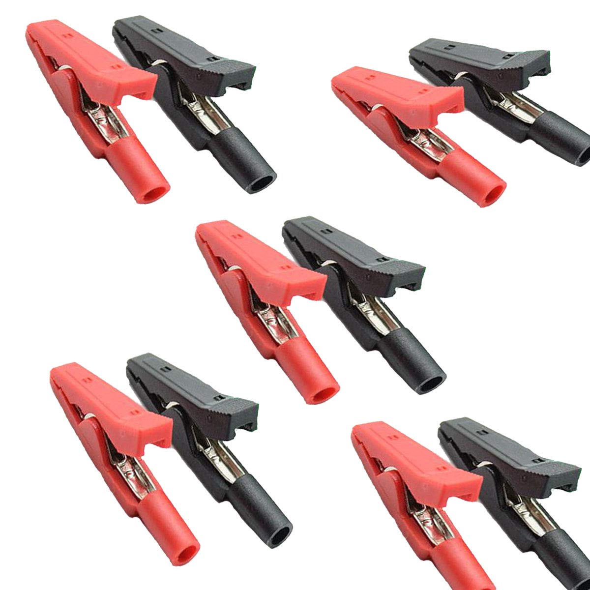 LYLGO 10Pcs 2mm Insulated Mini Test Alligator Clip With 2mm Female Banana Jack Red Black Insulated Safety Multimeter Test Leads Alligator Clips Plug Connectors