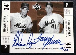 2001 upper deck legends of new york nolan ryan/tom seaver facsimile autograph reprint - mint condition