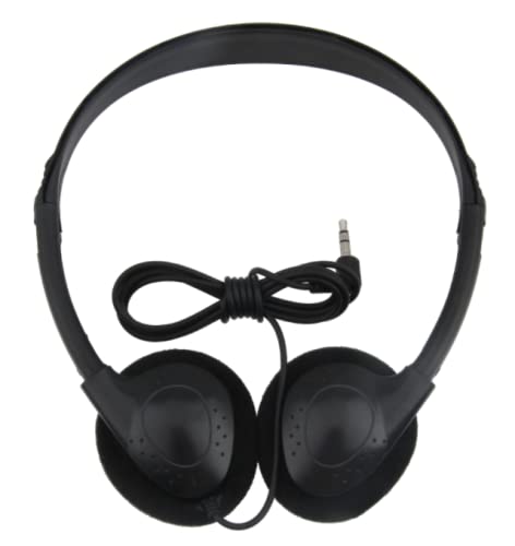 Deal Maniac Wholesale On-Ear Headphones - Inexpensive Headphones Stereo Headphones for Students, Classroom, Library - 1 Pair of Black Headphones