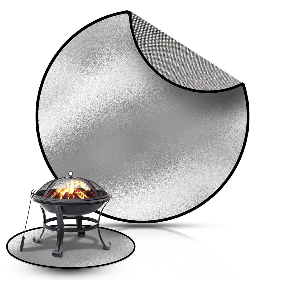 Fire Pit Mat - Round Fireproof Mat for Under Fire Pit - Easy to Clean Heat Resistant UnderGrill Mats for Outdoor Grill - Heat Shield Rug Great As A Grill Mat, Smoker Pad, on Patio (36 in)