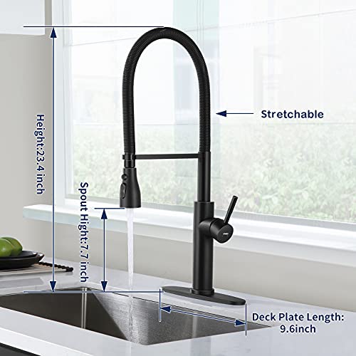 Lonheo Kitchen Faucets, High Arc Stainless Steel Faucets with Pull Down Sprayer (Black)