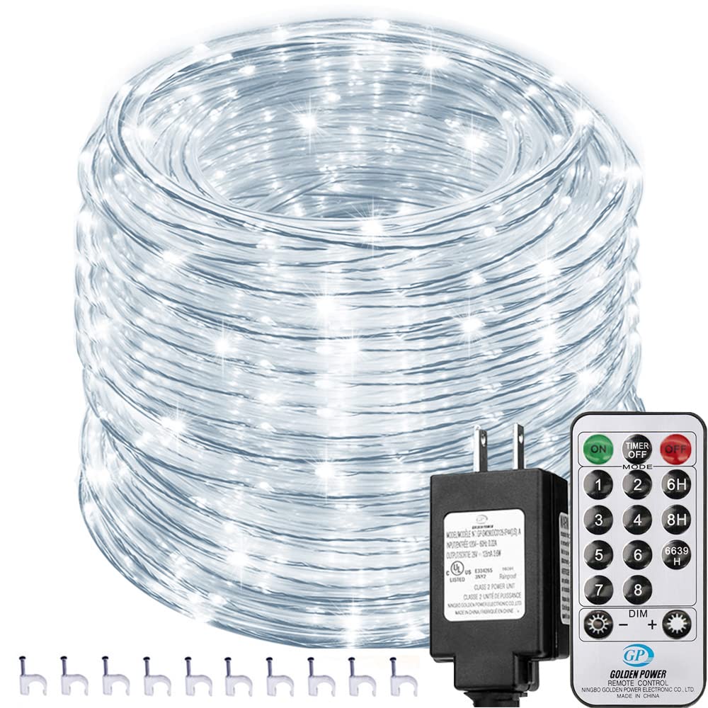 Solhice 75ft Rope Lights White Outdoor 280 LEDs with Remote Control, Waterproof Dimmable LED Tube Light with Timer for Deck, Patio, Wedding, Bedroom Indoor Decor (Not Connectable)