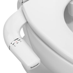 samodra ultra-slim bidet attachment for toilet - dual nozzle (frontal & rear wash) hygienic bidets for existing toilets - adjustable water pressure fresh water toilet bidet - easy to install