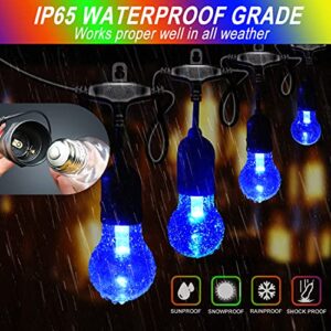 IPStank 96FT Outdoor Patio Lights Color Changing, RGB LED String Lights with 32 E26 Shatterproof Edison Bulbs, Dimmable Patio String Lights for Backyard Garden, 2 Remote Controllers