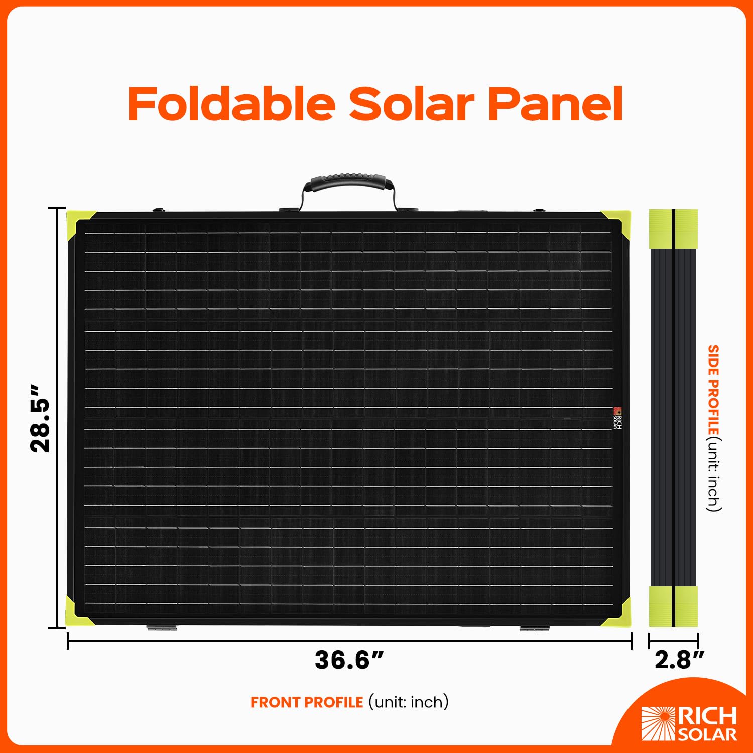 RICH SOLAR 200W Monocrystalline Portable Solar Panel Foldable Suitcase Solar Panel Built-in Kickstand