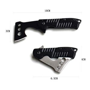 JIUMX Mini Folding Small Axe Stainless Steel Small Axe OutDoor EDC Portable Tool Pocket Knife (Silver)