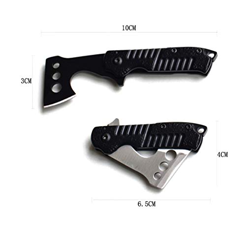 JIUMX Mini Folding Small Axe Stainless Steel Small Axe OutDoor EDC Portable Tool Pocket Knife (Silver)