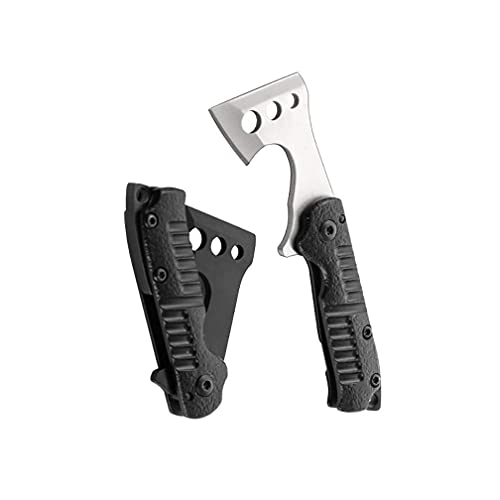 JIUMX Mini Folding Small Axe Stainless Steel Small Axe OutDoor EDC Portable Tool Pocket Knife (Silver)