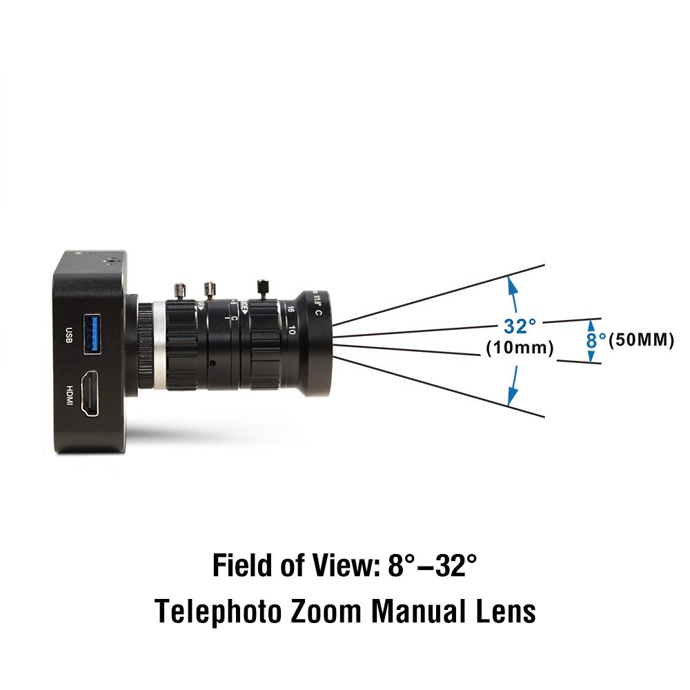 MOKOSE 4K HDMI Industry Camera C/CS-Mount Teaching Webcam with 10-50MM Telephoto Zoom Manual Lens