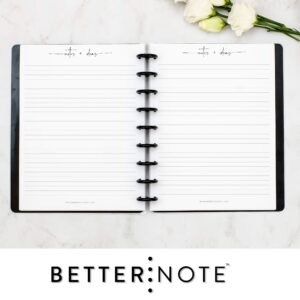 BetterNote Notes Refill Pages for Discbound Notebooks, fits Happy Planner, Levenger Circa, TUL, Staples Arc, InkWell Press, Talia (Modern- 25 Sheets, 9-Disc, 7"x9.25")