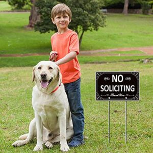 KooMate No Soliciting Sign for House - All Metal Construction - No Soliciting Yard Sign with Stake - 12" x 8", 15.7" Long Metal Stakes Included