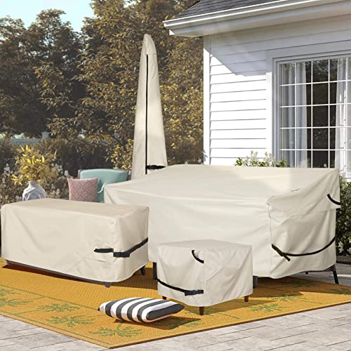 Porch Shield Patio Deck Box Storage Cover - Outdoor Waterproof 600D Rectangular Fire Pit Table Covers 56 x 26 inch, Beige