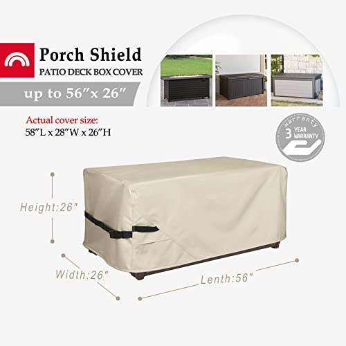 Porch Shield Patio Deck Box Storage Cover - Outdoor Waterproof 600D Rectangular Fire Pit Table Covers 56 x 26 inch, Beige