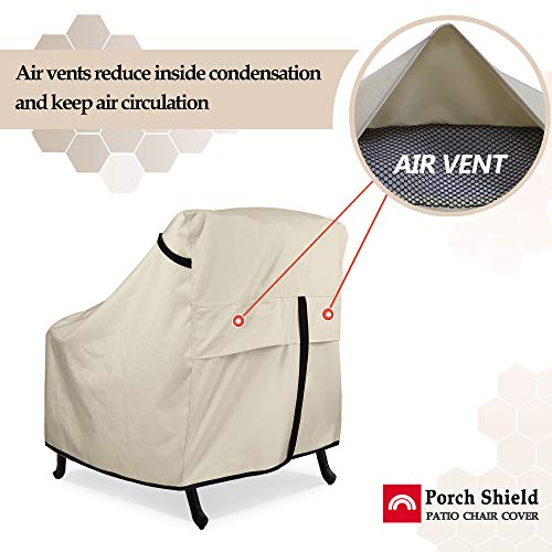 Porch Shield Patio Chair Covers - Waterproof Outdoor Lounge Deep Seat Adirondack Chair Cover 2 Pack - 34W x 37D x 36H inch, Beige