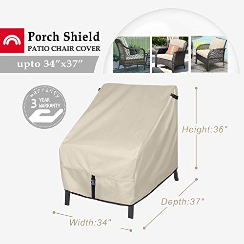 Porch Shield Patio Chair Covers - Waterproof Outdoor Lounge Deep Seat Adirondack Chair Cover 2 Pack - 34W x 37D x 36H inch, Beige