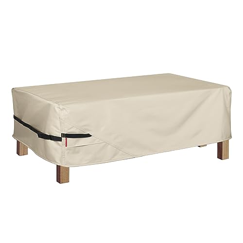 Porch Shield Patio Coffee Table Cover - Waterproof 600D Outdoor Furniture Rectangular Small Table Covers 40 x 22 inch, Beige